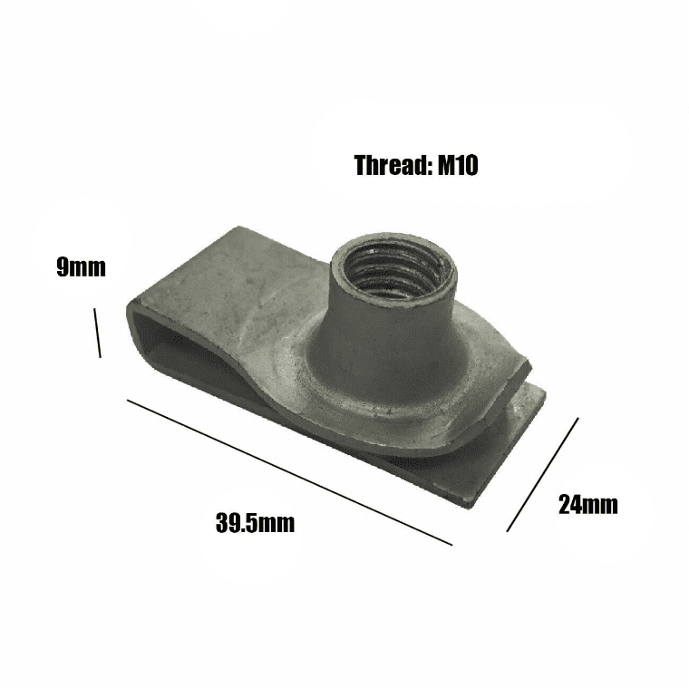 10x M10 Long Reach Chimney U Nut Lug Nuts Speed Spire Captive Clips Th ...