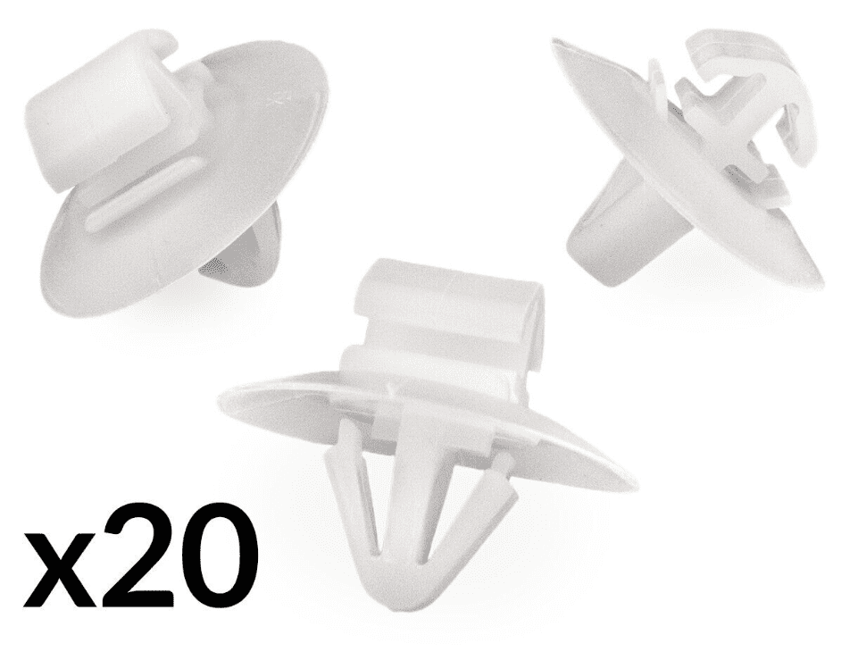 20x White Plastic Trim Clip for Fiat Renault Door Bumper Side Moulding ...