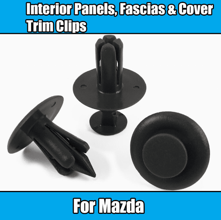 5x Dark Grey Plastic Trim Clips for Mazda 6mm Interior Panels & Boot ...