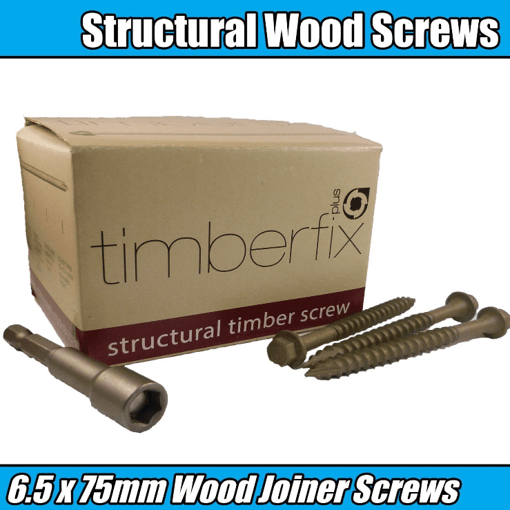 6.5mmx75mm Hex Wood Screws Timberfix Railway Sleeper Decking Patio ...