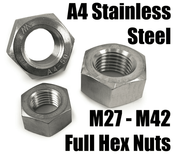 A4 Marine Stainless Steel Large Full Hex Nuts M27 M30 M33 M36 M39 M42 ...