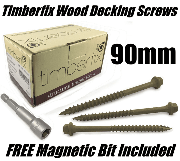 6.5mmx90mm Timberfix Hex Wood Decking Patio Rail Sleeper Lock Screws ...