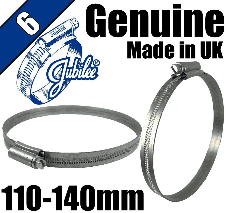 Genuine Jubilee Clips Steel Hose Pipe Clamps Worm Drive 110mm-140mm 6 ...