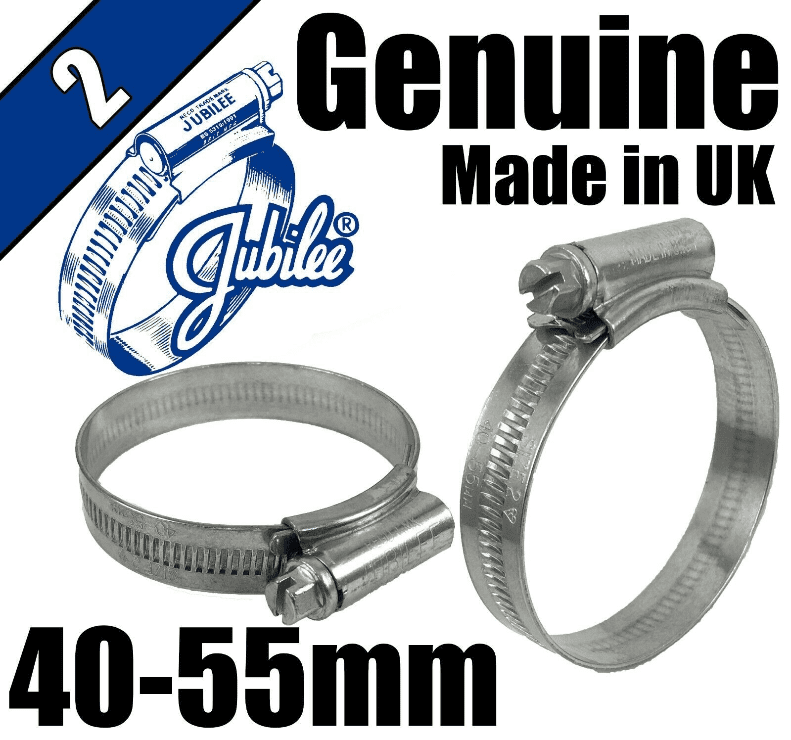 Genuine Jubilee Clips Steel Hose Pipe Clamps Worm Drive 40mm-55mm 2 ...