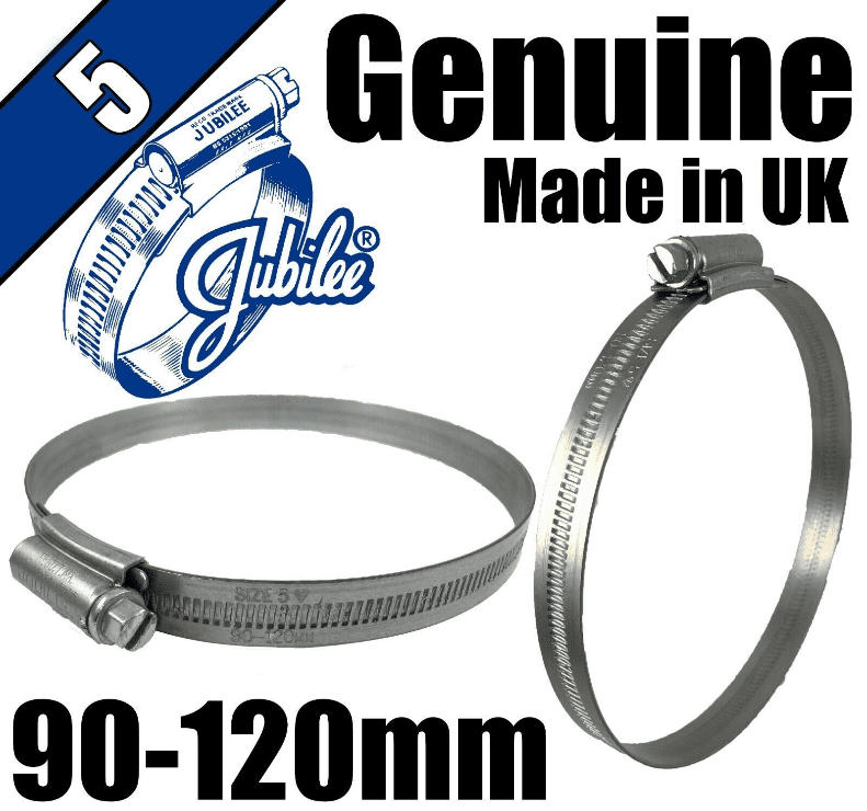 Genuine Jubilee Clips Steel Hose Pipe Clamps Worm Drive 90mm-120mm 5 ...