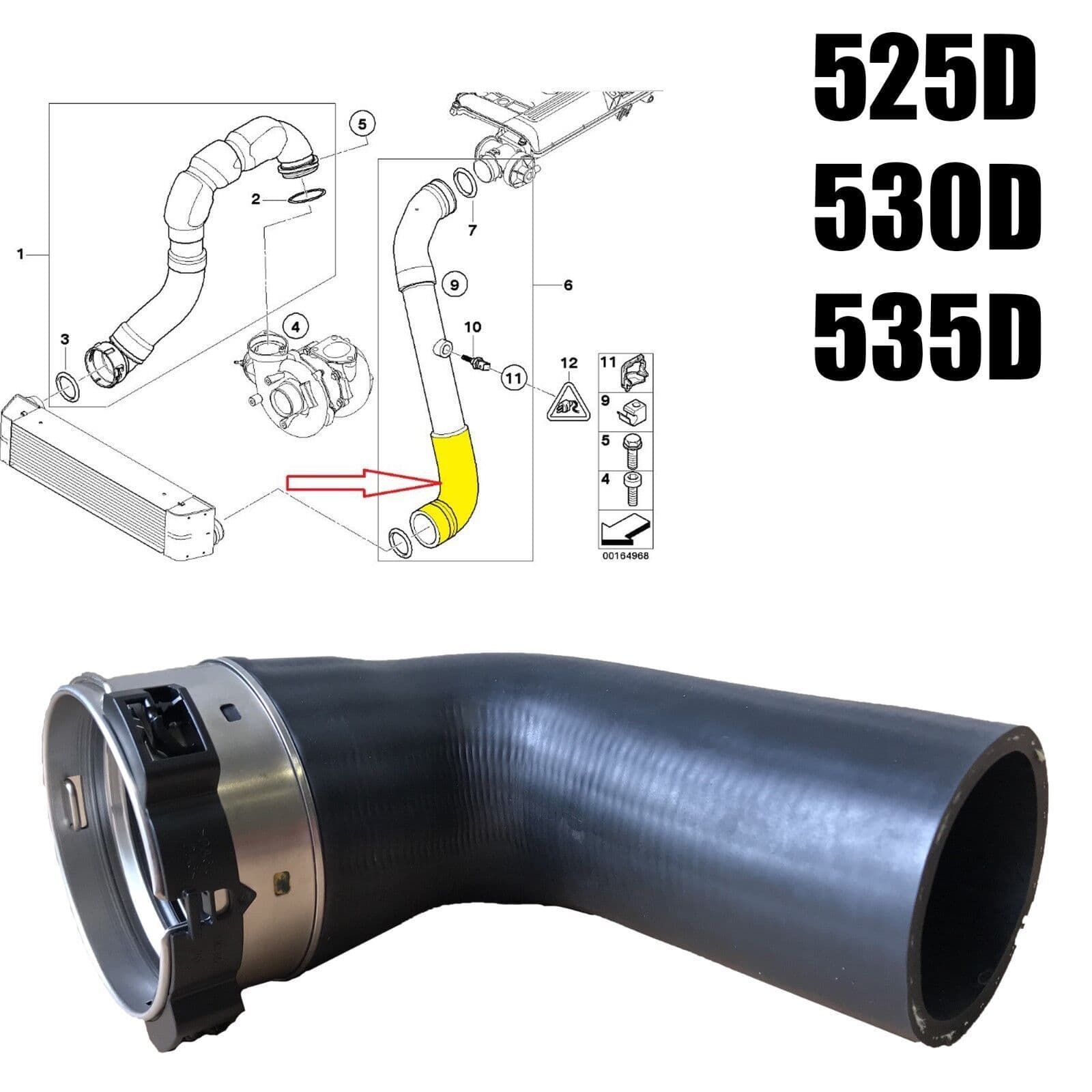 Lower Intercooler Turbo Hose Pipe For Bmw 5 Series E60 E61 525D 530D ...