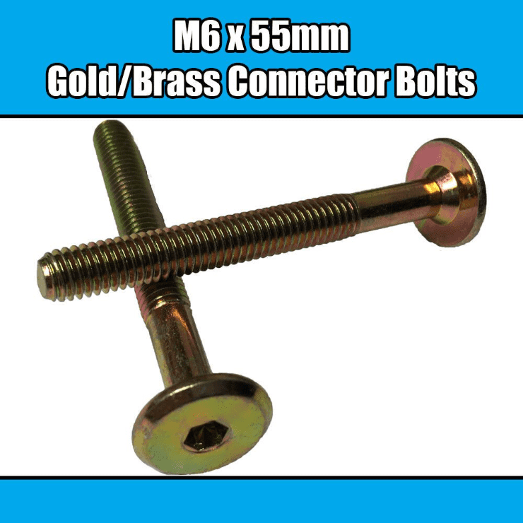 M6X55mm Gold Brass Yellow Furniture Connector Bolts Allen Key Head ...