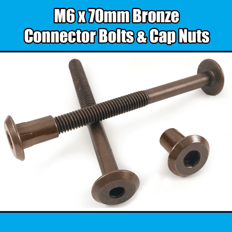M6X70mm Bronze Furniture Connector Bolts with Cap Nuts Joint Fixing ...