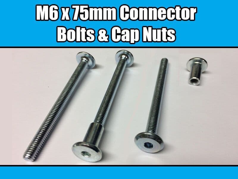 M6X75mm Furniture Connector Bolts & Caps Allen Key Head Joint Fixing ...