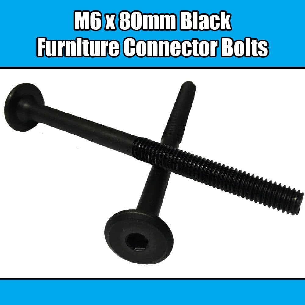 M6X80mm Black Furniture Connector Bolts Allen Key Head Joint Fixing ...