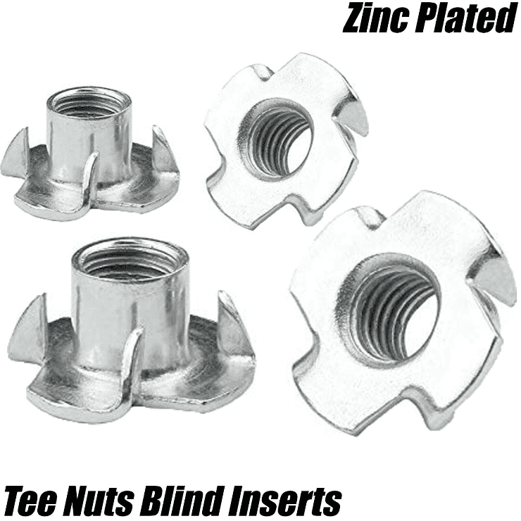 M8 4 Pronged Captive Blind Inserts Tee Nut Hammer In Wood T Nuts – ADL ...