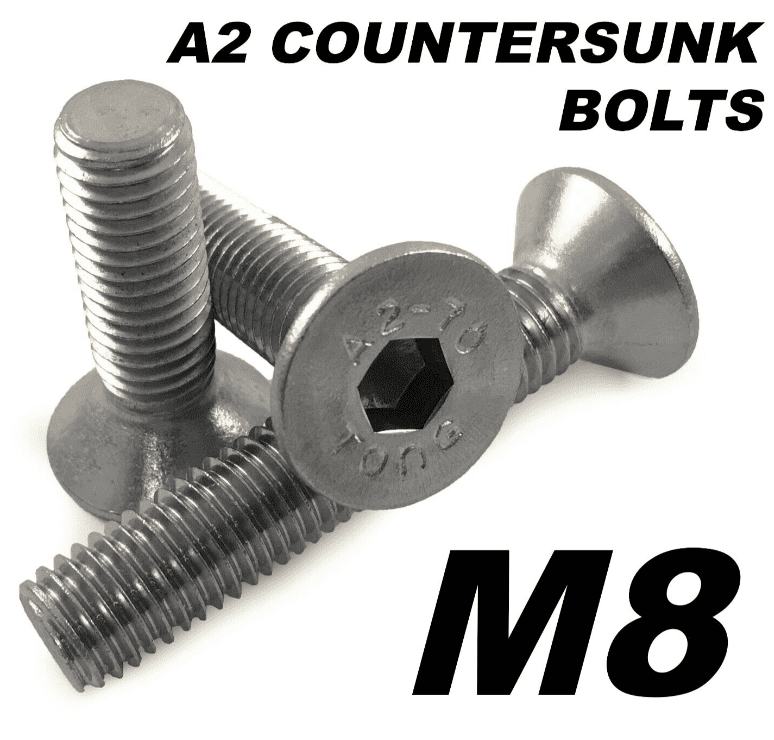 M8 A2 Stainless Steel Countersunk Bolts Allen Socket Bolts A2-70 Screw ...