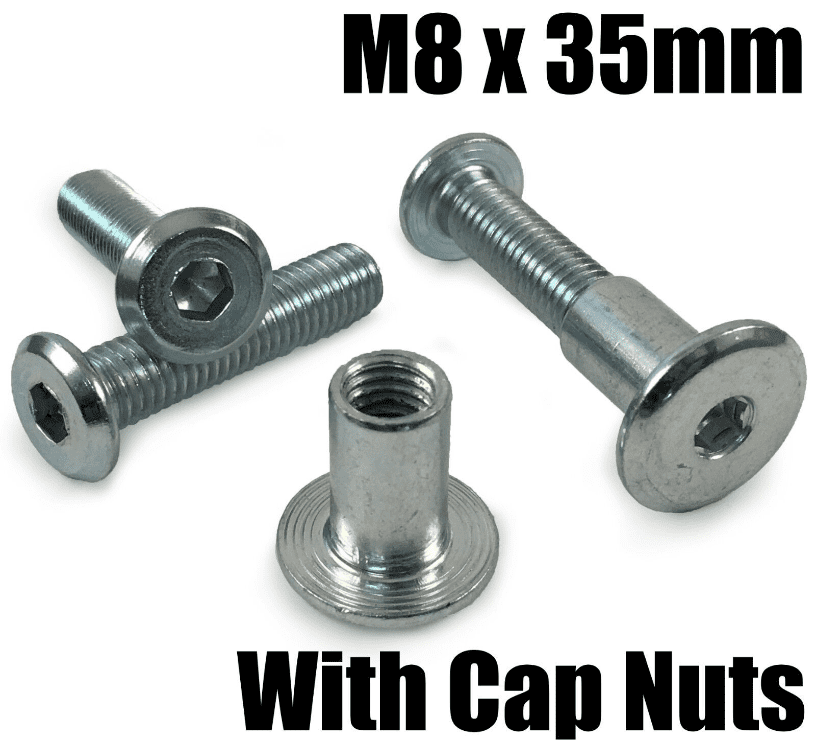 M8X35mm Furniture Connector Bolts & Cap Nuts Flat Head Joint Fixing ...