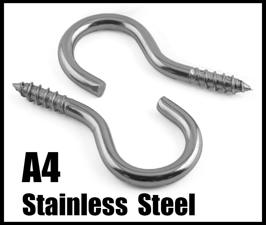Woodscrew Cup Hooks - A4 316 Stainless Steel Marine Grade Screw Hanger ...