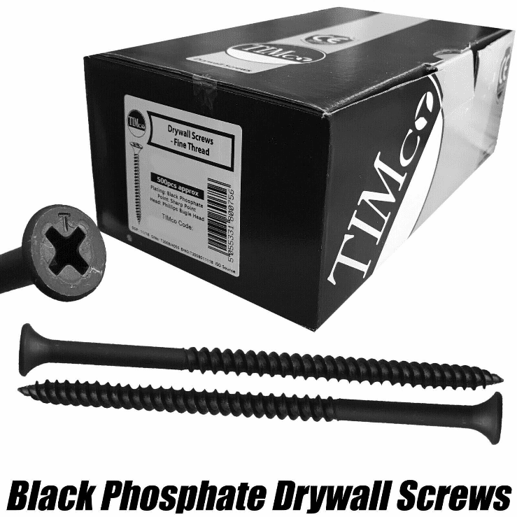Timco 3.5x50mm Fine Thread Black Phosphate Drywall Plasterboard Screws ...